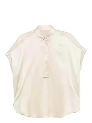 Brunello Cucinelli Sand Beige Monili Detail Short Sleeve Shirt - Neutrals