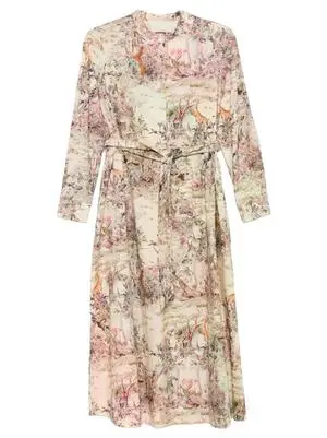 Momoni Lorina Animal-print Belted Midi Dress - Neutrals