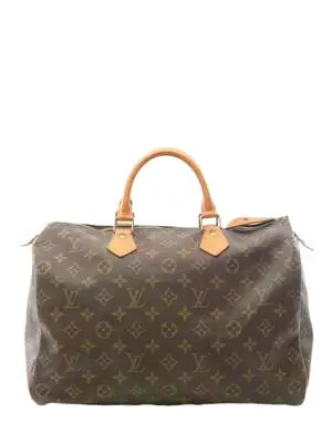 LOUIS VUITTON 1995 Monogram Speedy Leather Tote Bag - Brown
