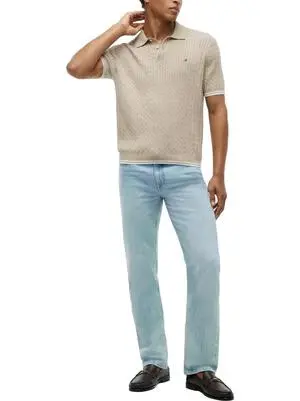 Tommy Hilfiger Cable-knit Short-sleeve Polo Shirt - Neutrals