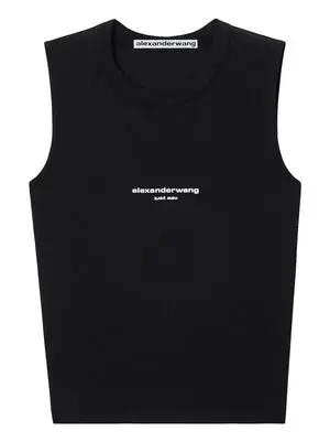 Alexander Wang Logo Fitted Tank Top - Black