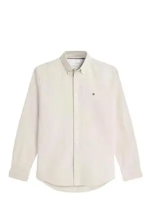 Tommy Hilfiger Logo-embroidered Button-down Shirt - Neutrals