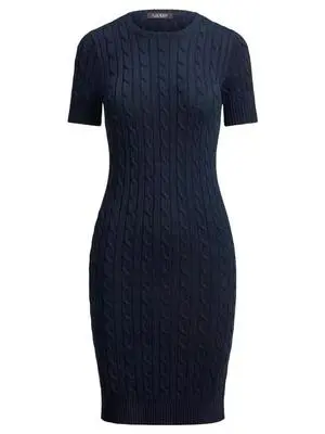 Ralph Lauren Navy Cable-knit Short-sleeve Mini Dress - Blue