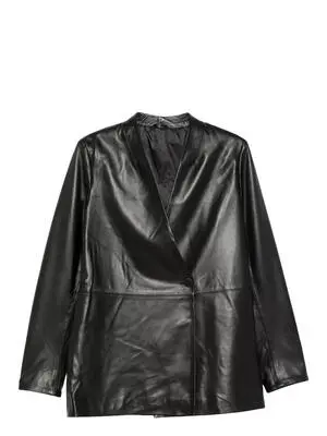 ADRIANNA FERETTI Leather Wrap Jacket - Black