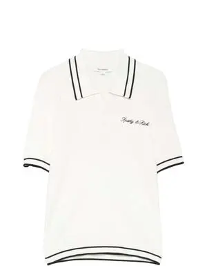 SPORTY & RICH Cable Knit Embroidered Polo Shirt - Neutrals