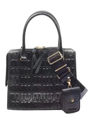 Miu Miu Embossed Logo Handbag - Black