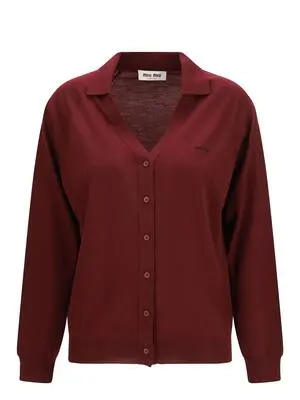 Miu Miu Miu Miu Virgin Wool Cardigan With Collar Multicolor