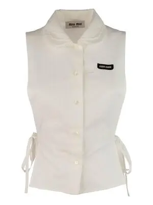 Miu Miu Sleeveless Shirt With Tie Detail - Multicolor