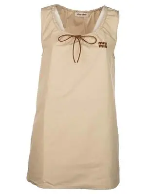Miu Miu Sleeveless Dress With Tie Neck - Multicolor