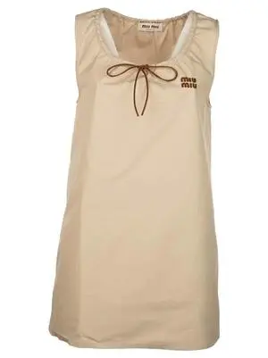 Miu Miu Sleeveless Dress With Tie Neck - Multicolor