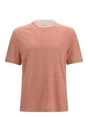 Brunello Cucinelli Brunello Cucinelli Men Short-Sleeve Cotton T-Shirt Orange