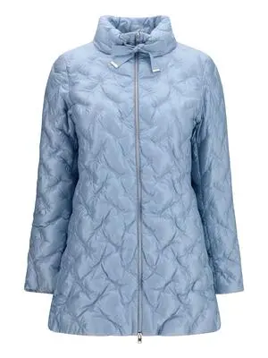 Herno Quilted Midi Down Jacket With Drawstring Collar - Blue
