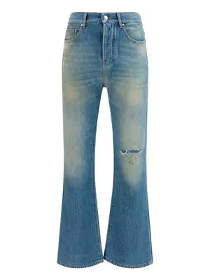 Amiri Slash Flared Distressed Jeans - Blue