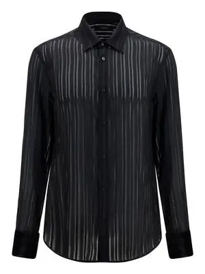 Gucci Striped Silk Gauze Shirt - Black