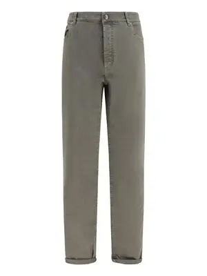 Brunello Cucinelli Cotton Jeans With Turn-up Hem - Green