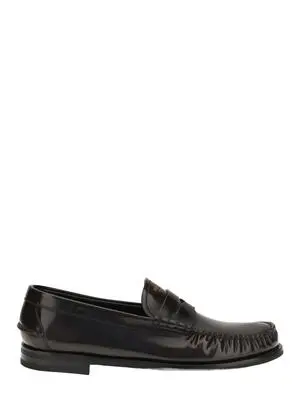 Prada Prada Brushed Leather Loafers With Horsebit Detail Brown