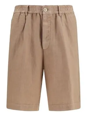 Brunello Cucinelli Lightweight Délavé Linen Shorts - Brown