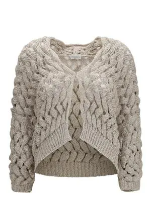 Brunello Cucinelli Openwork Sequin Cardigan - Cream