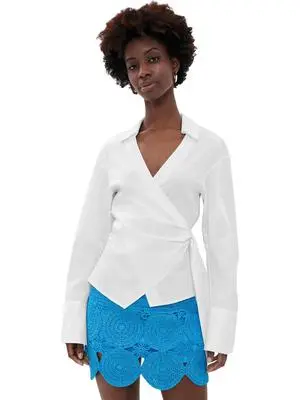 SIMONMILLER Anya Poplin Wrap Top - Macadamia