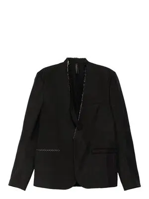 GIOVANNI CAVAGNA Raw-edge Collarless Blazer - Black
