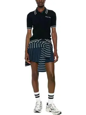 SPORTY & RICH Cable-knit Logo Polo Shirt - Blue