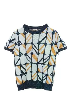 Miu Miu Geometric Pattern Crew Neck Sweater - Blue