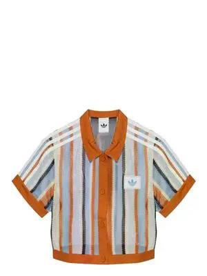 Adidas Striped Cropped Shirt - Blue