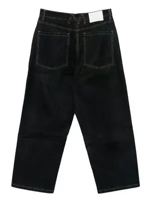 Momoni Contrast Stitch Wide-leg Denim Jeans - Blue