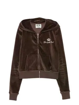 SPORTY & RICH Juicy Couture Rhinestone Zip-up Hoodie - Brown