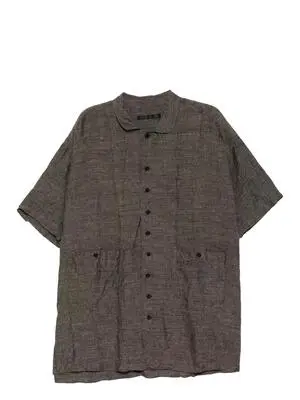KLASICA Short-sleeve Linen Shirt - Brown