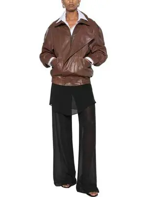 ADRIANNA FERETTI Adrianna Ferretti Zip-up Leather Jacket - Brown