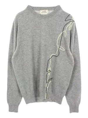 Hermès Embroidered Cashmere Sweater - Grey