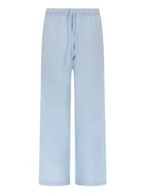 120% Lino Wide Leg Linen Trousers - Azure