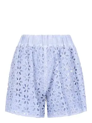 120% Lino 120% Lino Eyelet Shorts Azure
