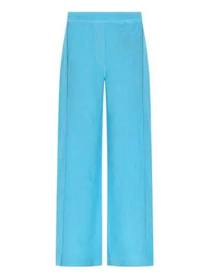 120% Lino Wide Leg Linen Trousers - Azure
