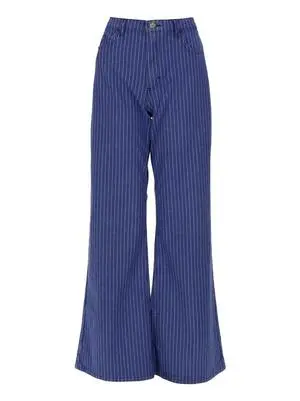 Baum Und Pferdgarten Pinstriped Wide-leg Trousers - Blue