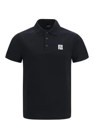 Balmain Pb Embroidered Logo Polo - Black