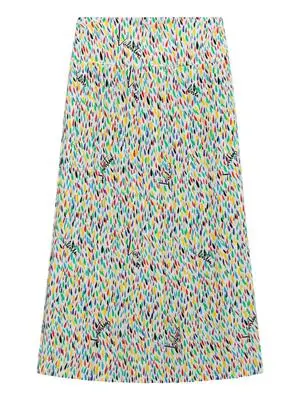 Valentino Garavani Pleated Midi Skirt With All-over Logo Print - Multicolor
