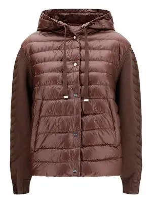 Herno Down Jacket With Wool Sleeves - Brown