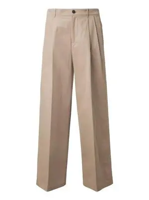 JIL SANDER Pleated Cotton Wide-leg Pants - Beige
