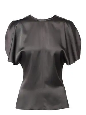 Victoria Beckham Victoria Beckham Bela Crepe Satin Top Grey