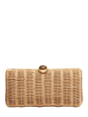 JUDITH LEIBER Judith Leiber Couture Wicker Clutch With Poppy Embellishment