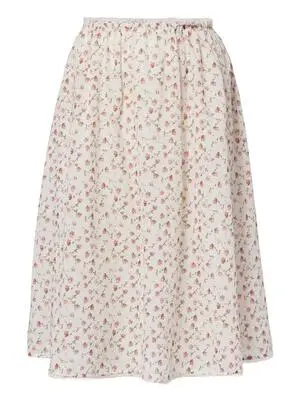 Posse Charlotte Floral Cotton Midi Skirt - Multicoloured
