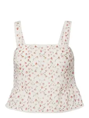 Posse Charlotte Floral Cotton Top With Embroidery - Multicoloured