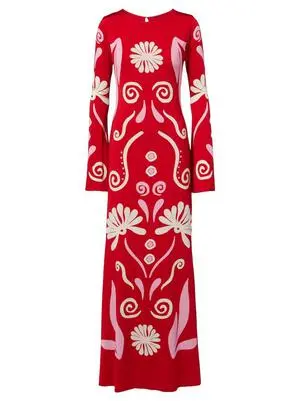 CALA DE LA CRUZ Printed Maxi Dress - Red