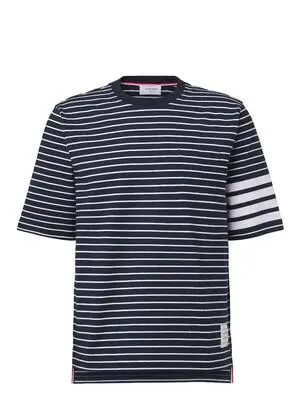 Thom Browne 4-bar Striped Cotton T-shirt - Blue