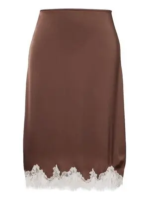 Faithfull The Brand Marisol Lace-trimmed Midi Skirt - Brown