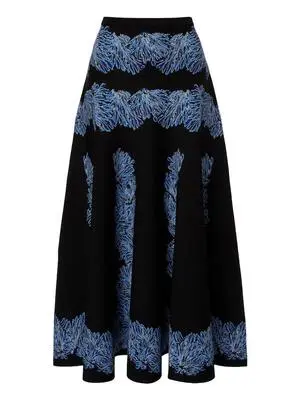 Ulla Johnson Alessia Knitted Jacquard Midi Skirt - Black