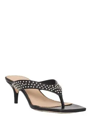 Cinq À Sept Frankie Studded Leather Thong Sandal - Black/silver
