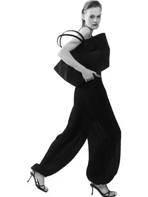 H&m Loose-fit Crinkled Balloon Drawstring Trousers - Black